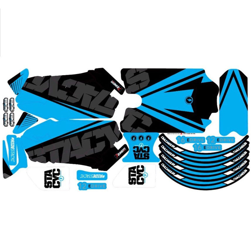 STACYC Electrify Cyan Graphics Kit for 12eDRIVE & 16eDRIVE Brushed E-B ...